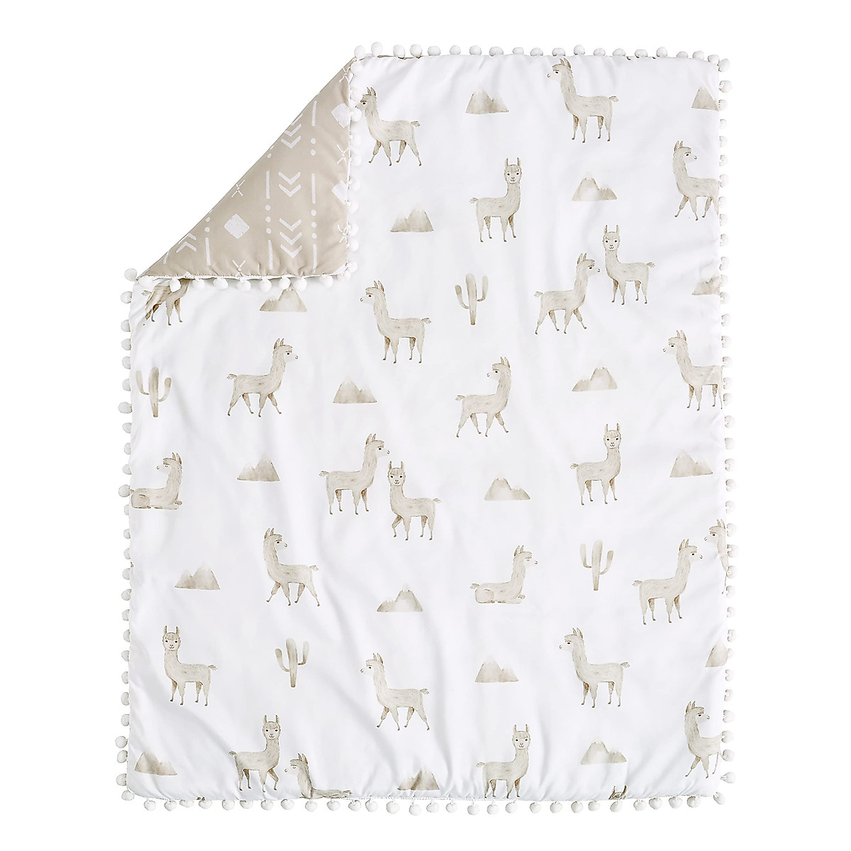 Sweet Jojo Designs Boho Llama Baby Boy Girl Nursery Crib Bedding Set - 4 pieces - Gender Neutral Beige Taupe Tan Bohemian Southwest Watercolor Mountain Cactus Alpaca Farmhouse Animal Aztec Geometric