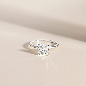 EAMTI 2CT 925 Sterling Silver Engagement Rings Princess Cut Cubic Zirconia CZ Wedding Promise Rings for Her Stunning Wedding Bands for Women Size 6