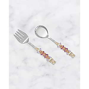YoTreasure Tiramisu All The Pinks Stainless Steel Pink Purple Salad Server Set Cooking Utensils for Kitchen
