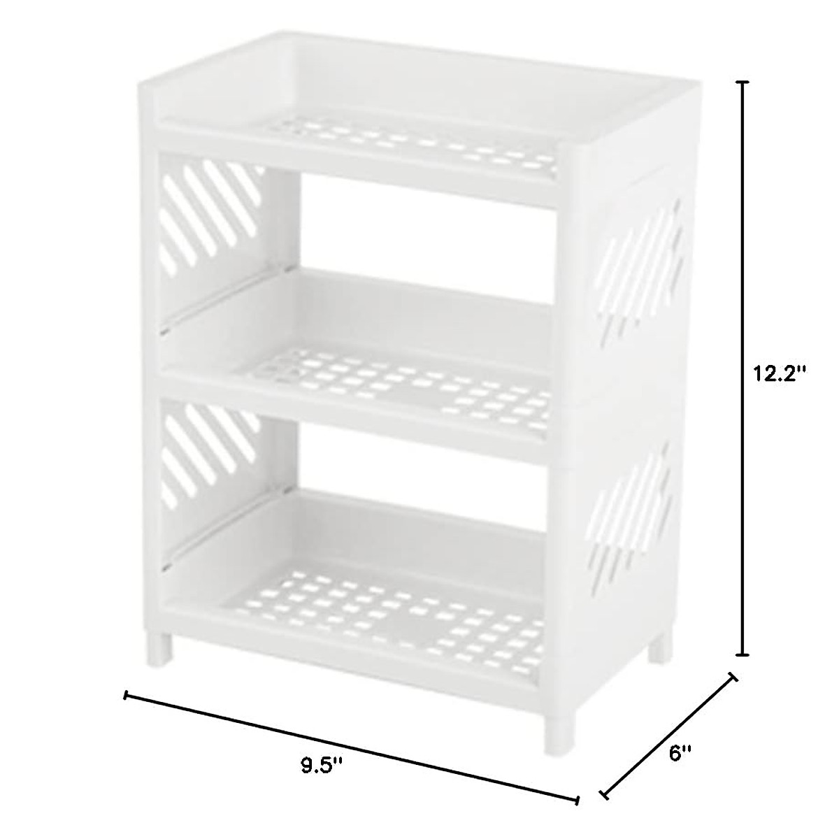 KSTZGTA 3 Hollow Out Plastic Shelf Foldable Desktop Storage Rack Countertop Cosmetic Holder Storage Tray Bathroom Kitchen Tabletop Organizer Kitchen Storage Shelf Rack Organizer, White