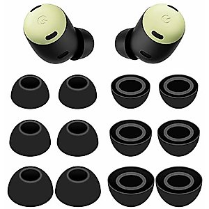 6 Pairs Eartips Compatible with Pixel Buds Pro Ear Tips Buds, Replacement Silicone Rubber Earbuds Gel Earplug Wing Fit in Case Accessories Compatible with Google Pixel Buds Pro - S/M/L Black