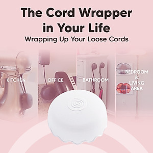 2-Pack Heat-Resistant Cord Organizer for Appliances, Kitchen, Computers & More | Stick-On Cord Wrappers with Flexible Base, Secure Scalloped Edge, White (3 x 1.5 Inches)