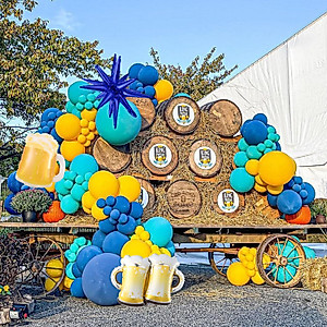 Oktoberfest Party Decorations Oktoberfest Balloon Arch Garland Kit 139Pcs Blue White Yellow Balloons for German Oktoberfest Bavarian Celebrations Beer Festival Themed Birthday Party Supplies (Blue)