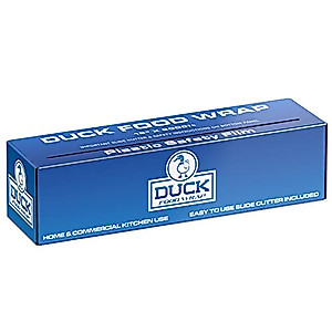 Duck Food Safety Film, 18 inch x 2000ft Plastic Wrap, Commercial Grade, Great for Sealing and Storage, Used for Food Service Industry, Easy to Use Slide Cutter for Clean Cut Use (1 Box)