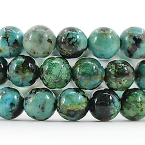 Justinstones Natural African Turquoise Gemstone 6mm Round Beads Stretch Bracelet 6.5 Inch