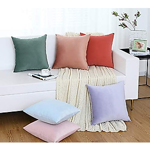 Jeneoo Comfy Soft Velvet Throw Pillow Covers for Sofa Couch, Decorative Solid Square Cushion Cases for Bedroom Car (Dusty Rose, 16 x 16 Inches, 2 Pieces)