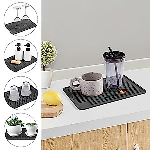 Piduules Eco-friendly Silicone Dish Drying Mat Large Reusable Non-slipping and Heat Resistant Dish Quick Drying Pad, Dishwasher Safe Dishwasher Safe, Black S 11.8"x7.8"