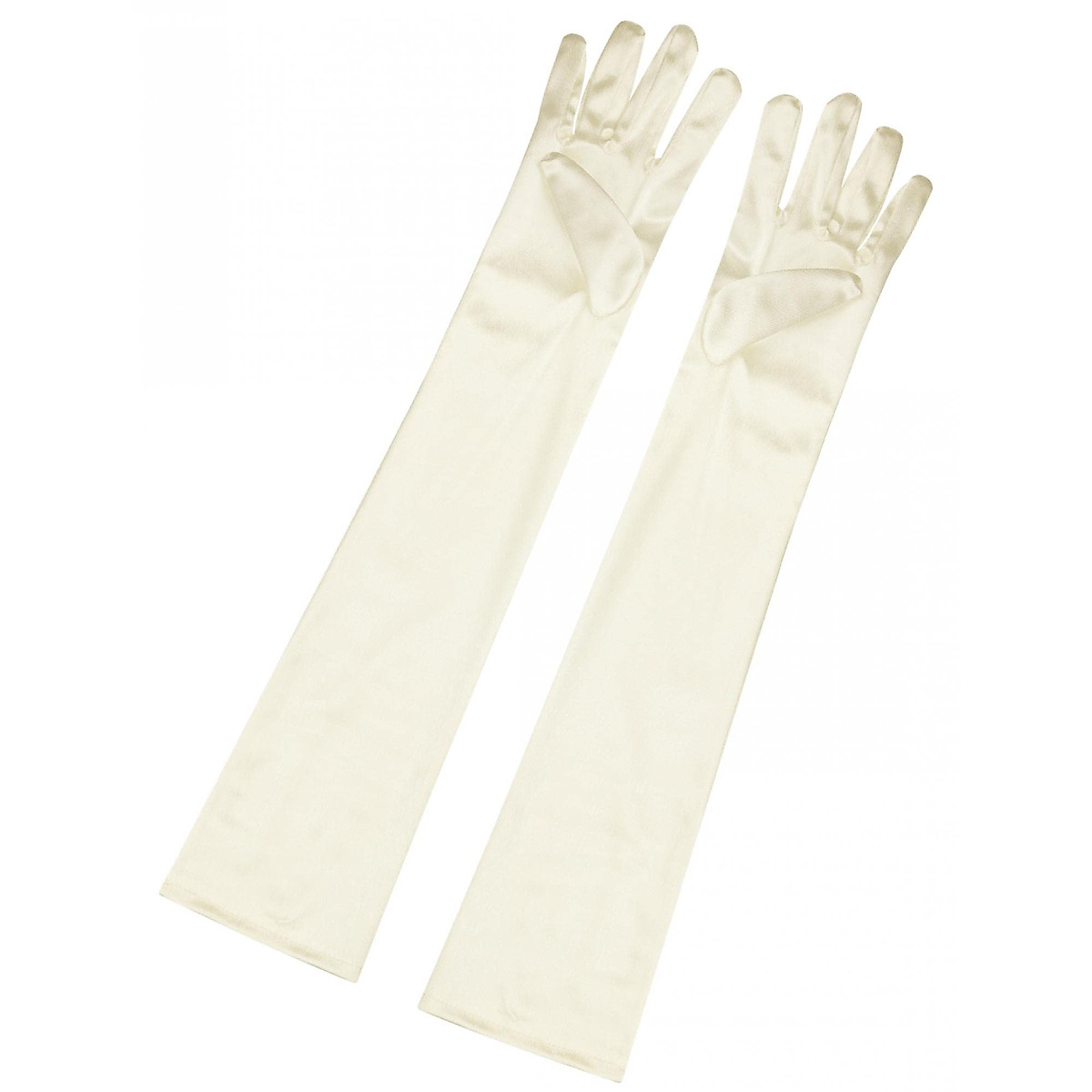 Allegra K Women's Long Gloves 1920S Evening Party Full Finger Mittens Elegant Opera Glove One Size Shiny Beige