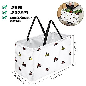 Bicycle Full Print Large Capacity Laundry Organizer Tote Bag - Reusable and Foldable Oxford Cloth Shopping Bags