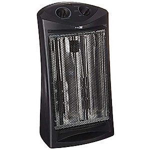 BLACK+DECKER Infrared Radiant Quartz Tower Heater, 1500W Space Heater with Adjustable Thermostat, Portable Heater with 2 Settings, Personal Heater for Home and Office, BHTI06, Black