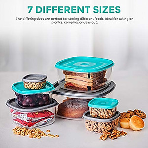 LIVIVO 7pc Stacking Food Storage Containers Set with Fitted Colourful Lids for Freshness, Space-Saving Tubs for Organising Cereals, Pasta, Rice and Other Dry Goods, Craft Materials etc