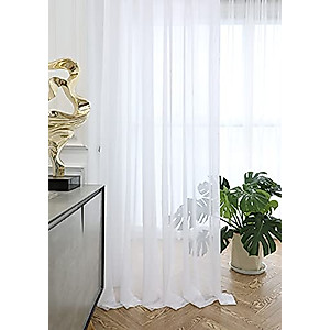Sheer White Curtains 84 Inches Long Window White Sheer Curtain 2 Panels Sheer Curtains 15 Colors Clear White Beige Grey Purple Pink Size 63 72 95 108 145 Long Inch Bedroom Children Living Room Yard
