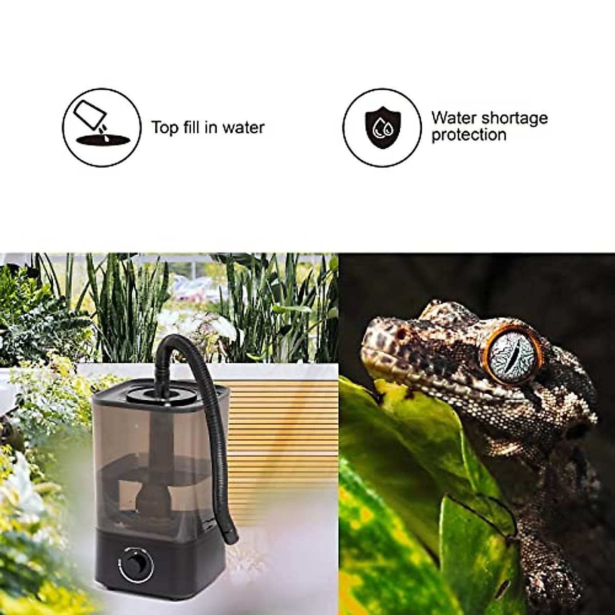 Reptile Fogger 4.5L Top Filling Terrariums Humidifier Reptile Mister Lizard Tortoise Amphibian Foger with Hose for Reptiles, Amphibians, Herps, Vivarium(Dial Knob)