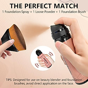 JCOOS Airbrush Foundation, Silk Airbrush Spray Foundation Full Coverage Foundation Makeup Primer Face Matte Foundation Kit Setting Powder, Foundation Brush, Natural Finish Lightweight Christmas Gifts