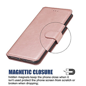 Case for Oppo Reno2 Z Wallet Case,with Card Holder Kickstand Magnetic Closure PU Leather Flip Case Cover for Oppo Reno2 Z 6.53" -Rose Gold