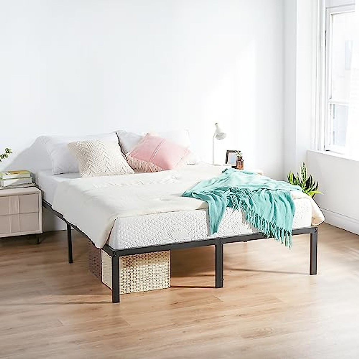 Olee Sleep 18 inch Heavy Duty King Steel Slat, No Box Spring Needed, Metal, Black