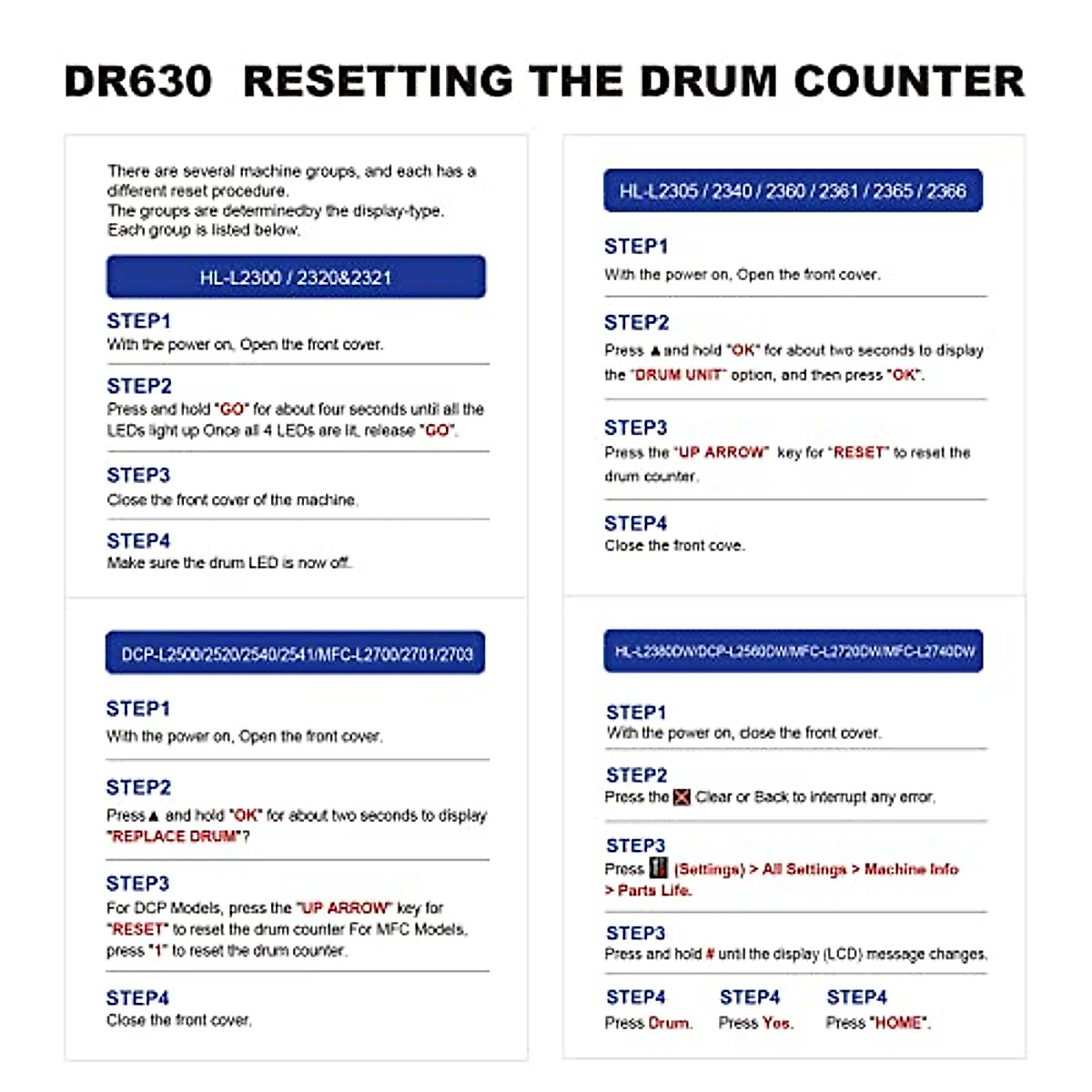 LEMERO Compatible Drum Unit Replacement for Brother DR630 DR-630 to use with DCP-L2540DW, MFC-L2700DW, MFC-L2740DW, HL-L2300D, HL-L2360DW, HL-L2380DW, HL-L2320D, HL-L2340DW (Black, 2-Pack)