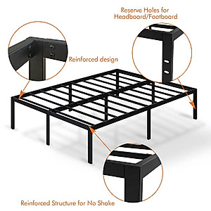 BRONOM Bed Frame Queen Size Platform Bed Frame Bedframe Metal Black Double Bed Frame Easy Assembly 14 Inch High Strength Metal Durable Sturdy Noise Free No Box Spring Needed