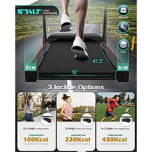 FYC Folding Treadmill for Home - Compact Slim Running Machine Portable Electric Treadmill Foldable Treadmill Workout Exercise for Small Apartment Home Gym Fitness Walking, with Adjustable Table