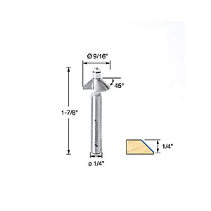 Amana Tool - MR0108 Carbide Tipped Miniature Chamfer 45° x 9/16 Dia x 1/4