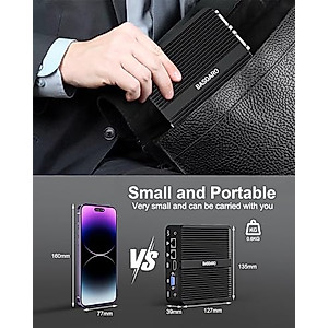 BASOARO Mini Industrial Computer, Micro PC, Celeron J4125 Processor, 8G RAM 1TB SSD, Gigabit Ethernet, 2*RS232 COM Port, HD/VGA Display, Dual Band WiFi, BT