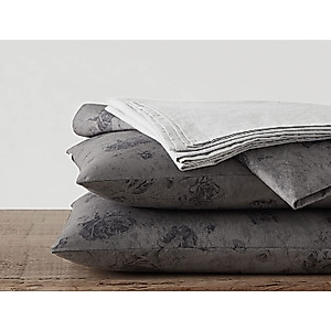 Calvin Klein Home Floral Printed Full Duvet Cover Set of 3 Pieces -1 Duvet Cover and 2 Sham Covers, 100% Cotton 200 Tc (Dark Grey)