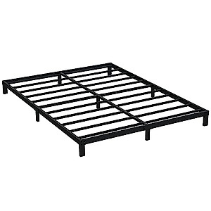 EMODA 6 Inch California King Bed Frames Heavy Duty Metal Cal King Platform with Steel Slats Support, No Box Spring Needed, Noise Free, Black
