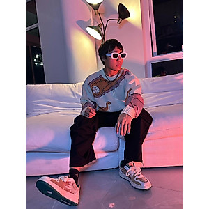 Aelfric Eden Men's Oversized Dinosaur Knit Sweater Vintage Cartoon Pullover Sweater Long Sleeve Christmas Sweater