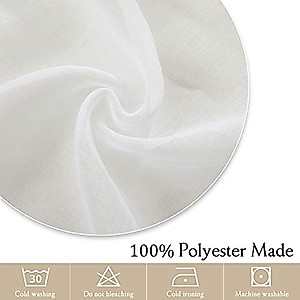 MIULEE Sheer Door Curtains 2 Panels Sidelight Window Treatment Curtains for Narrow Glass Door/Kitchen/Front Door Linen Textured 25 x 72 Inches with Tieback, White