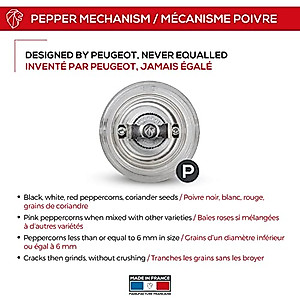 Peugeot - Nancy Manual Pepper Mill - Transparent Adjustable Grinder - Acrylic, Clear, 15 inches