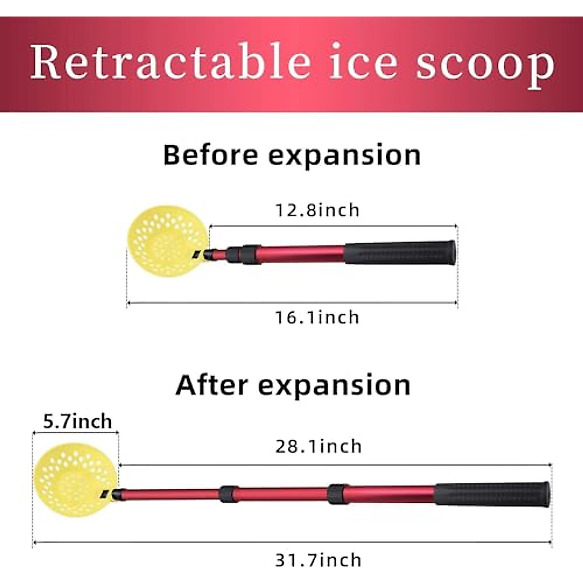 DECOHS Adjustable Ice Fishing Skimmer Scoop-Winter Ice Fishing Scooper with Long Handle-Ice Fishing Gear for Scooping out Ice While Fishing