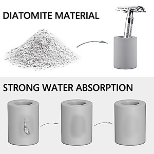 Linkidea 2 Pack Safety Razor Stand, Opening Dia 0.8" (2.2cm) Diatomite Men's Shaving Razor Holder for Bathroom Countertops, Compatible with Vikings, Merkur Double Edge Safety Razor (Grey)