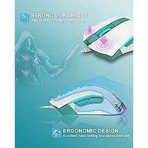 XVX G705 Wired Gaming Mouse & USB C Hub 4-Port, Aluminum USB 3.0 Hub with a USB C to USB Adapter