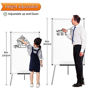 VIZ-PRO Magnetic Portable Easel Dry Erase Board, Flipchart Easel Stand Tripod Whiteboard, 24"W x 36"L