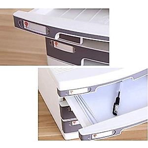 SHABOZ File Cabinets Multifunctional Storage Cabinet, Flat, Drawer Type with Lock, Information Office Furniture, Large Capacity Plastic (Blue)