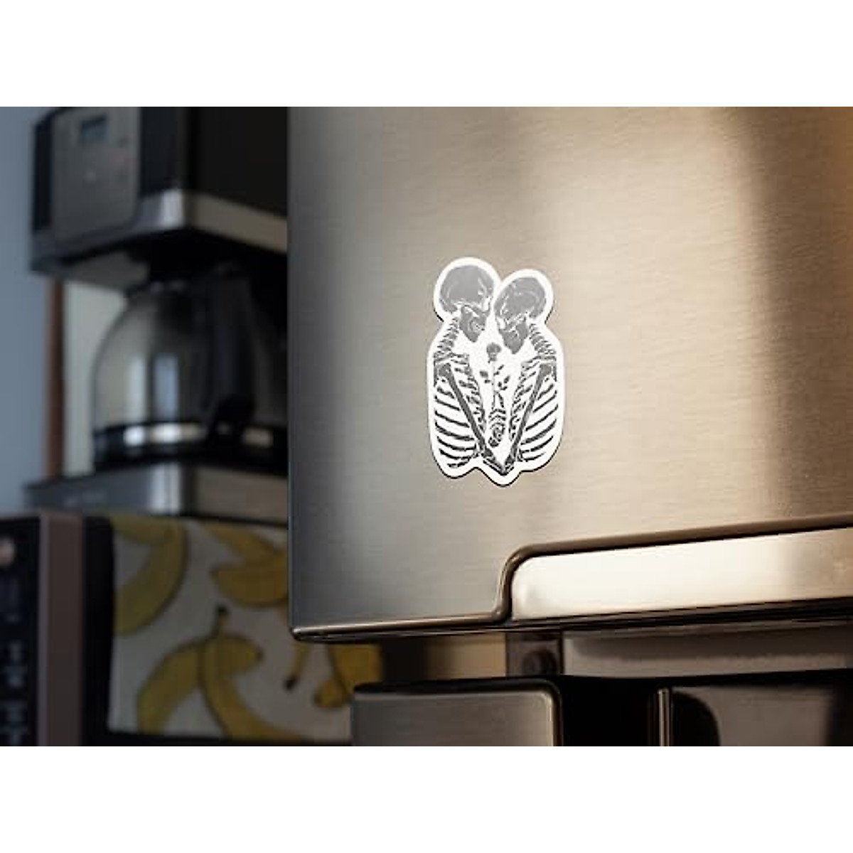 Skull Love Heart Refrigerator Magnet | UV Printed 4-Inch Kitchen Decor Accessory Featuring Stunning Design | Horror Dead Sugar Crossbones Halloween Scary Bones Goth CSM1565