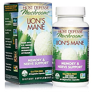 Host Defense, Lion's Mane Capsules, Promotes Mental Clarity, Focus and Memory, Mushroom Supplement, 60 Count