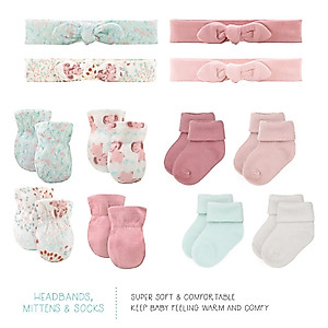 The Peanutshell Newborn Clothes & Accessories Set | 30 Piece Layette Gift Set | Fits Newborn to 3 Months | Pink Elephant & Floral