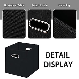 DABEACT Black Foldable Storage Cubes Bins , Fabric Storage Bins Cubes Organizer Baskets with Dual Handles for Bedroom Set of 2,(Black)