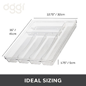 OGGI Silverware Organizer Tray, 6-Compartment, Clear