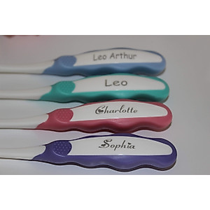 Personalized Toothbrush Kids Manual Toothbrush Age 2-6 4 Color Variety Pack Any Name/Message Engraved 4 Pack - Personalized Gift