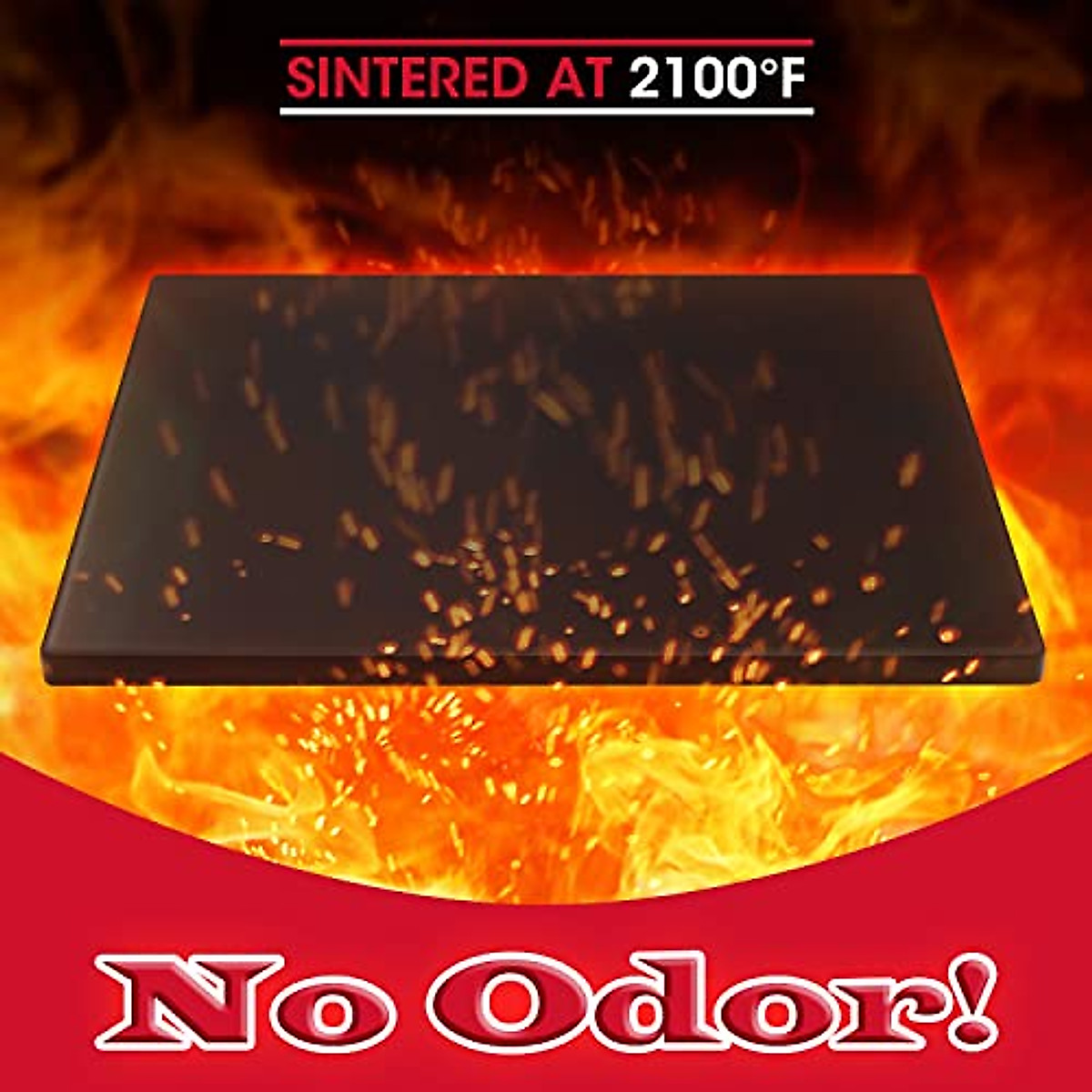 Unicook Glazed Pizza Stone 15 x 12 Inch, Double Sided Pizza Stone for Oven and Grill, Non Stick Ceramic Baking Stone, Thermal Shock Resistant Rectangular Cooking Stone, Black Reversible Pizza Pan