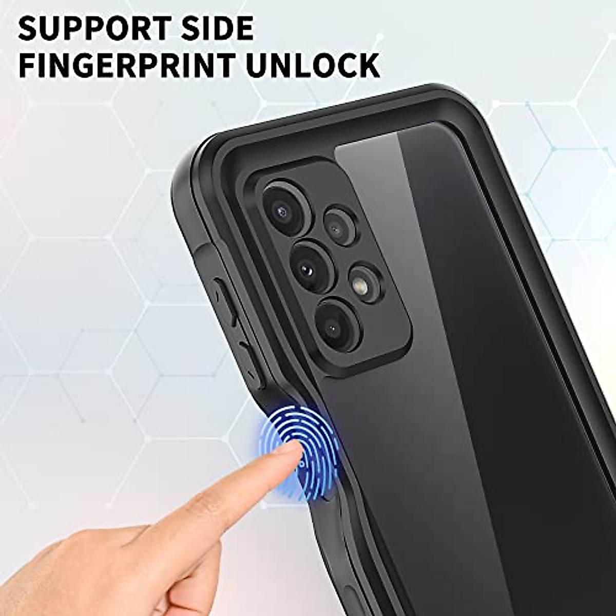 for Samsung Galaxy A23 5G Case, Waterproof Phone Case with Built-in Screen Protector and Lanyard, Full Body Underwater Dustproof Shockproof Rugged Heavy Duty Protection Cover for Samsung A23 5G Black