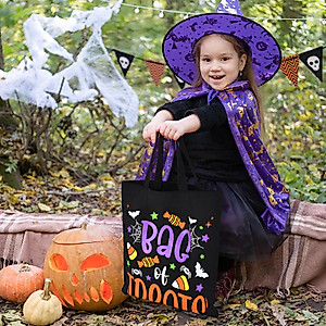 SOIDRAM Halloween Tote Bag Trick or Treat Bags Large Candy Tote Bag for Halloween Bag for kids Halloween Teacher Gifts kid's Snacks Canvas Bag