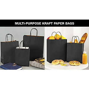 Packanewly Kraft Paper Bags with Handles, 75 PCS Black - Eco-Friendly Gift Bags - Mixed Sizes: Small, Medium & Large for Retail, Gift, Shopping, Wedding, Birthday & Parties
