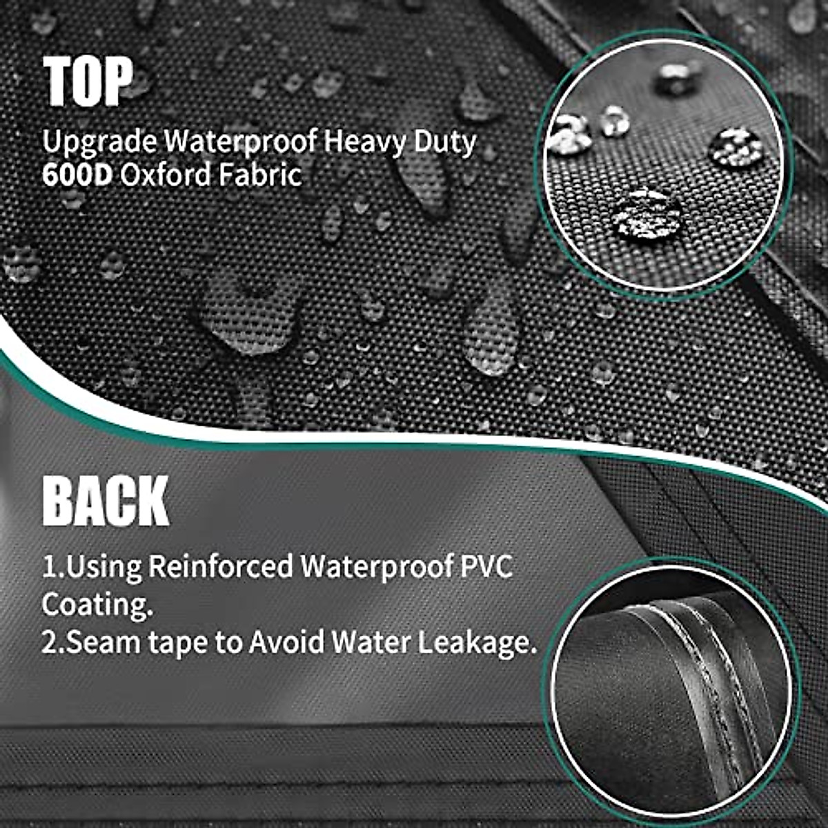 GARPROVM Patio Furniture Covers Waterproof Outdoor Table Sofa Set Covers with Upgraded 600D Material, 4 Windproof Buckles 124 x 71 x 29 Inch Rectangular Heavy-Duty Large