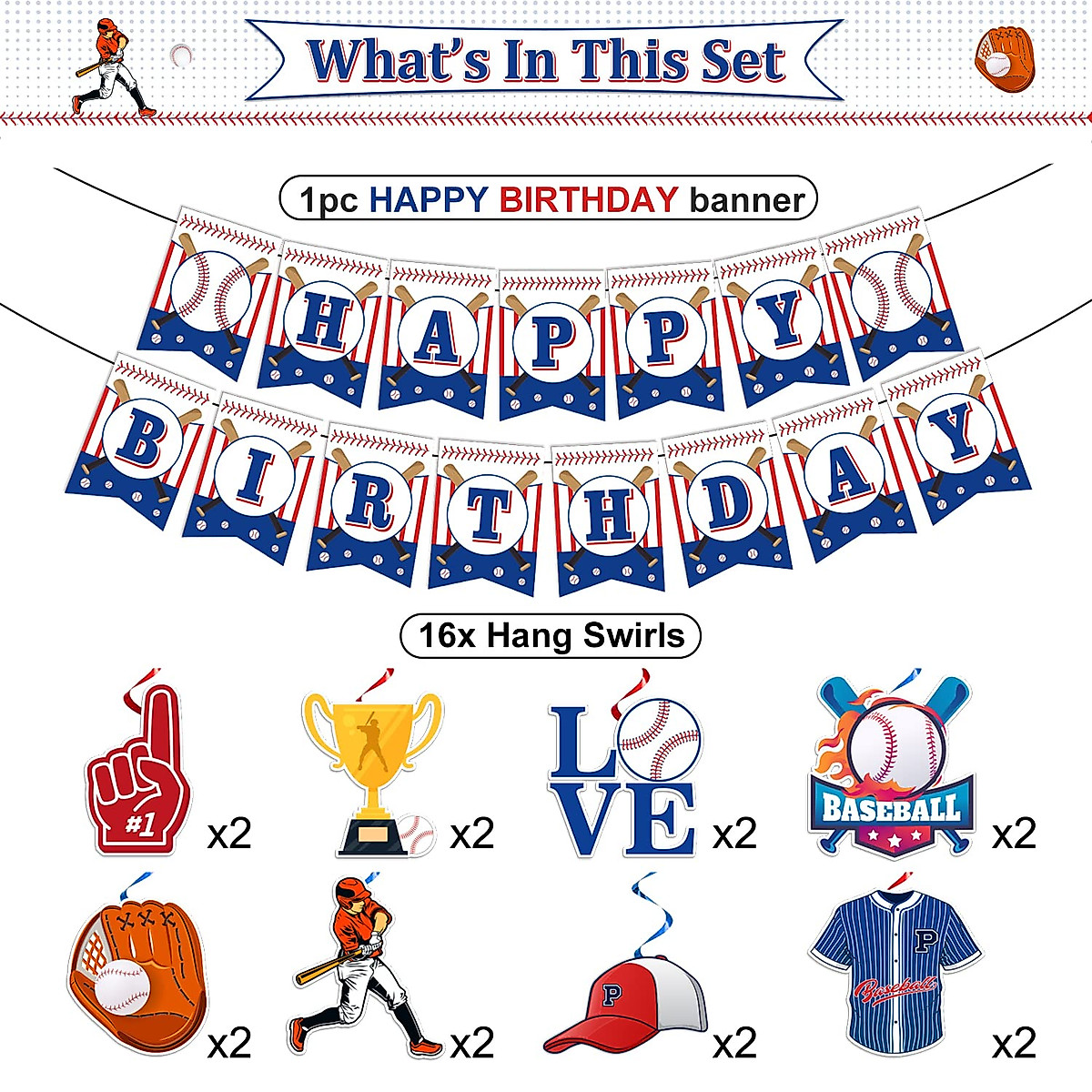Golf Party Decorations, Golf Themed Party Decorations Include Happy Birthday Banner and Golf Hanging Swirls, Golf Birthday Party Supplies