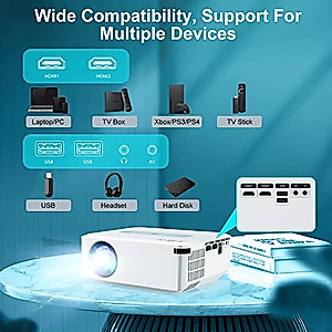 XGODY Portable Smart Projector X1 Native 1080p Android TV 9.0 Bluetooth 5G WiFi 12000 Lumen Portable Projector, Support 200'' 8K Vedio Outdoor Projector with 4P Keystone Preinstall YouTube Netflix