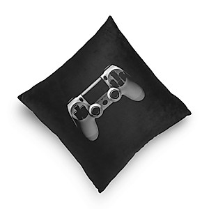 Oyihfvs Video Game Joystick Gamepad in Grey Isolated on Black Square Pillowcase Cushion Cover, Soft Breathable Bed Pillow Case Cover for Couch Home Sofa Bedroom Office Car Decor 20x20 inches