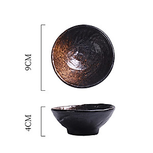 Tofficu Dinnerware Sets 4Pcs Ceramic Seasoning Dishes Reusable Sauce Bowls Japanese Side Dishe Dipping Bowl Mini Dip Bowls Set for Appetizer Snack Ketchup Condiments Dessert Soy Cutlery Set